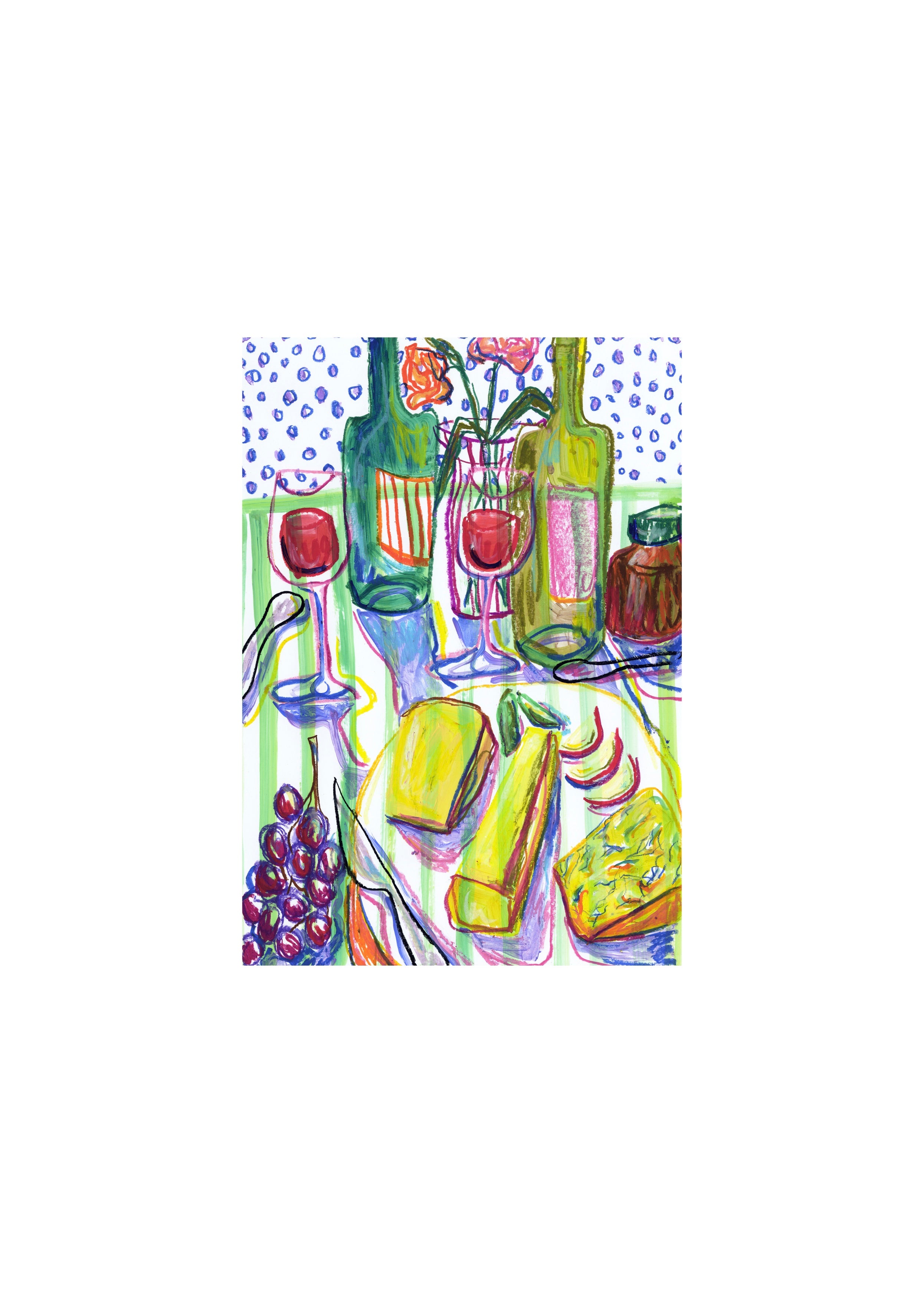 Cheese & Wine Night print – Becky Boden Paints
