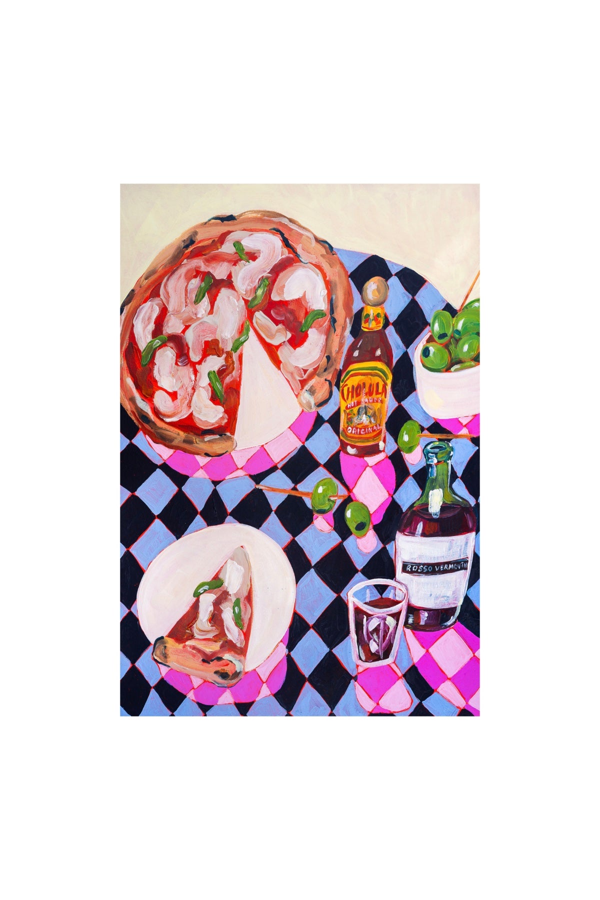Pizza & Diamonds print – Becky Boden Paints