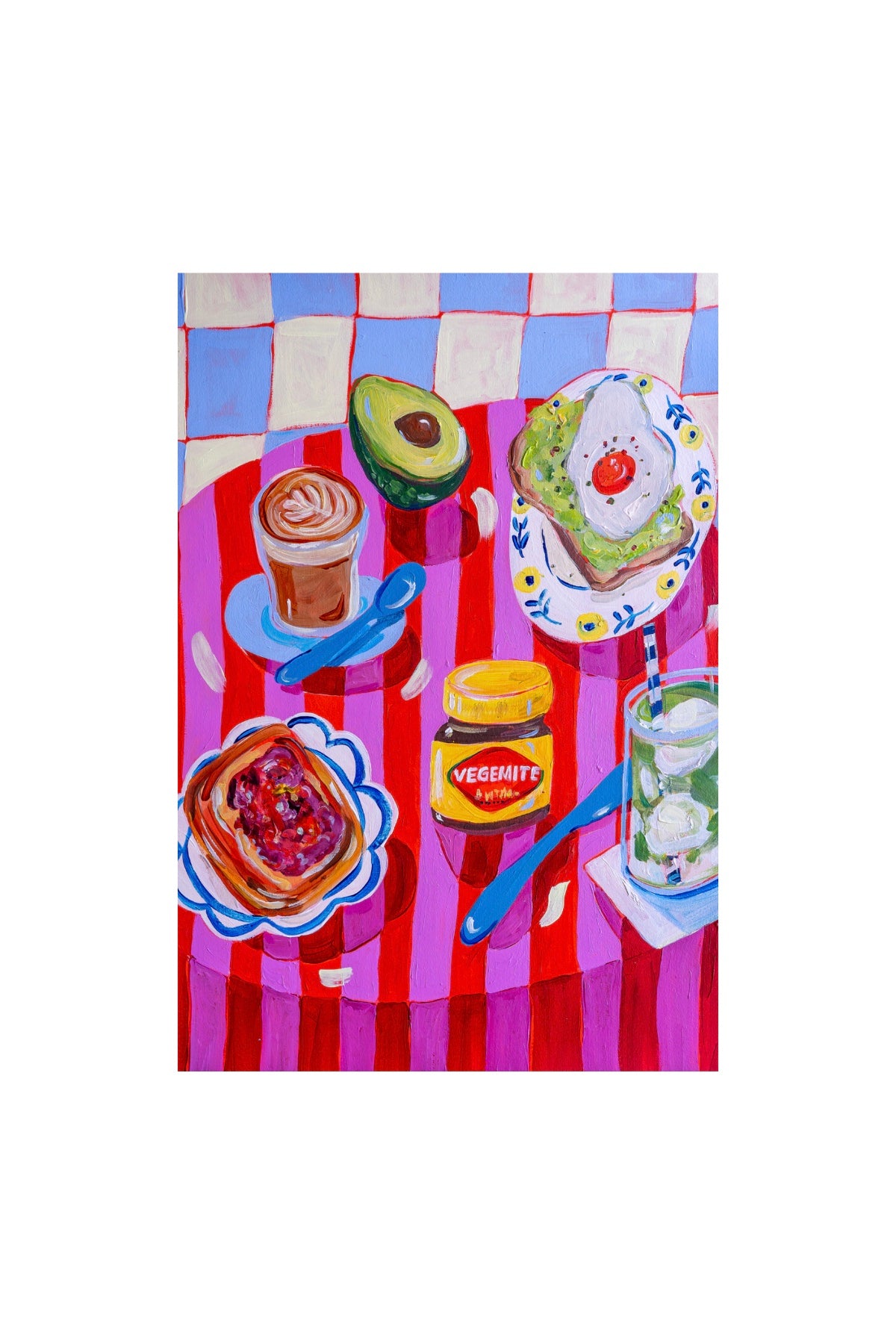 Aussie Breakfast & Stripes print – Becky Boden Paints